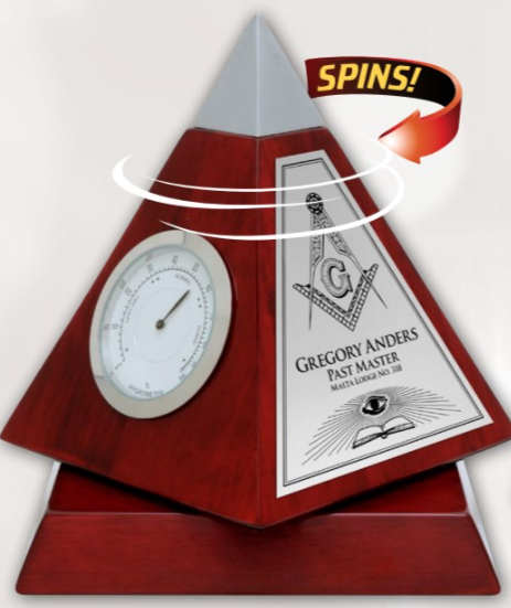"Rotating Rosewood Pyramid Clock" Giftware – Manhattan Trophies